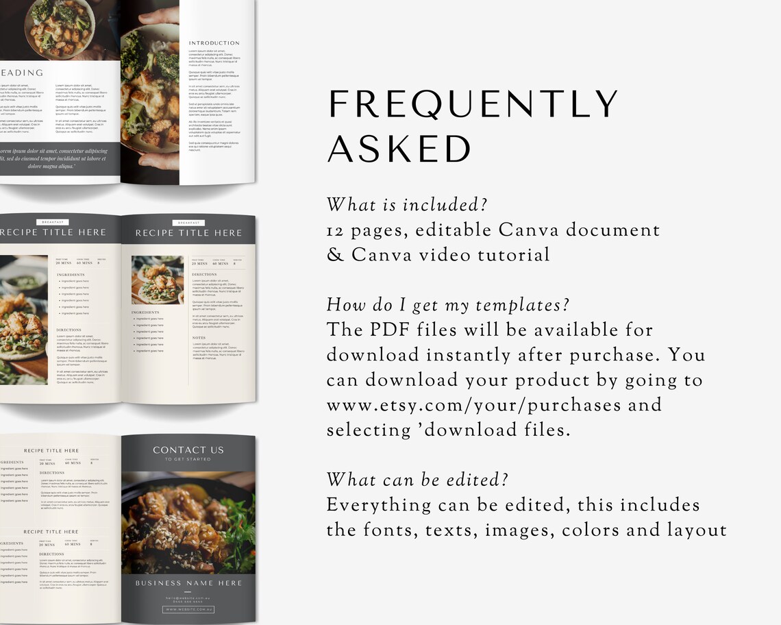Recipe Book Template,printable Recipe Book Canva, Cookbook Template ...