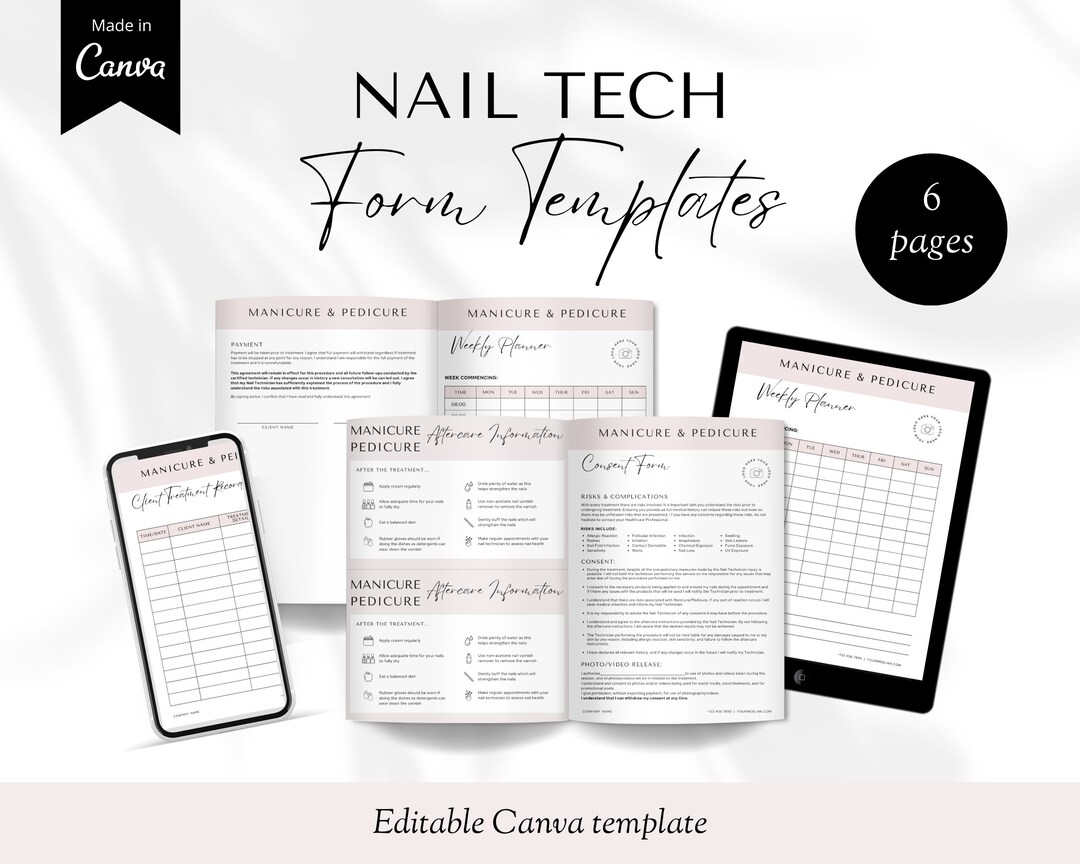 Nail Tech Forms Printable PDF, Nail Tech Client Consent Forms, Beauty Forms, Nail Tech, Business ...