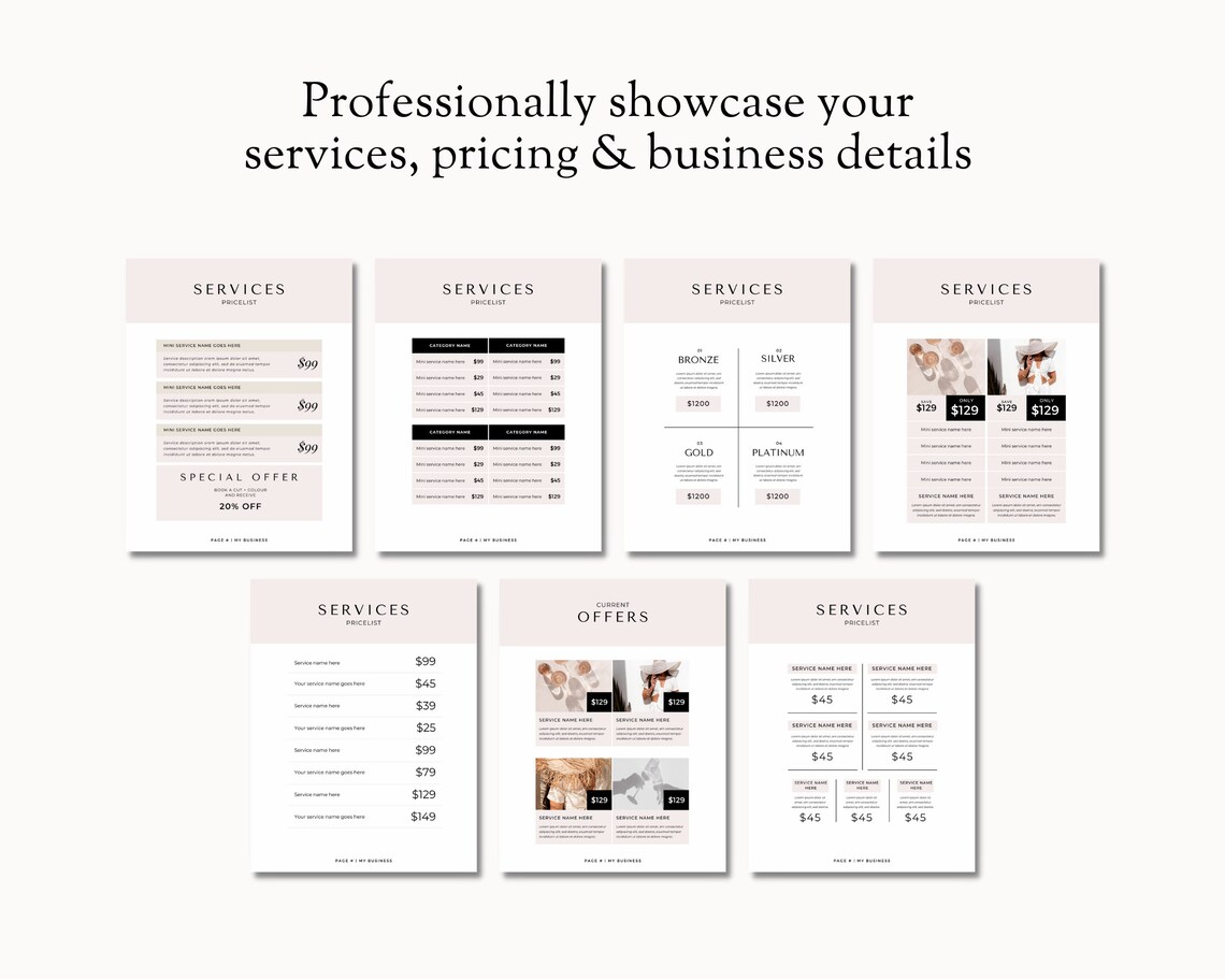 Services & Pricing Guide Template, Price List, Business Price List ...