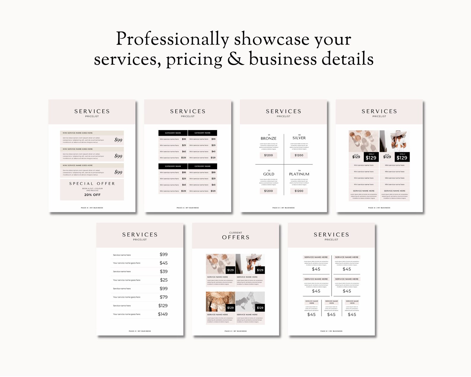 Services & Pricing Guide Template, Price List, Business Price List ...