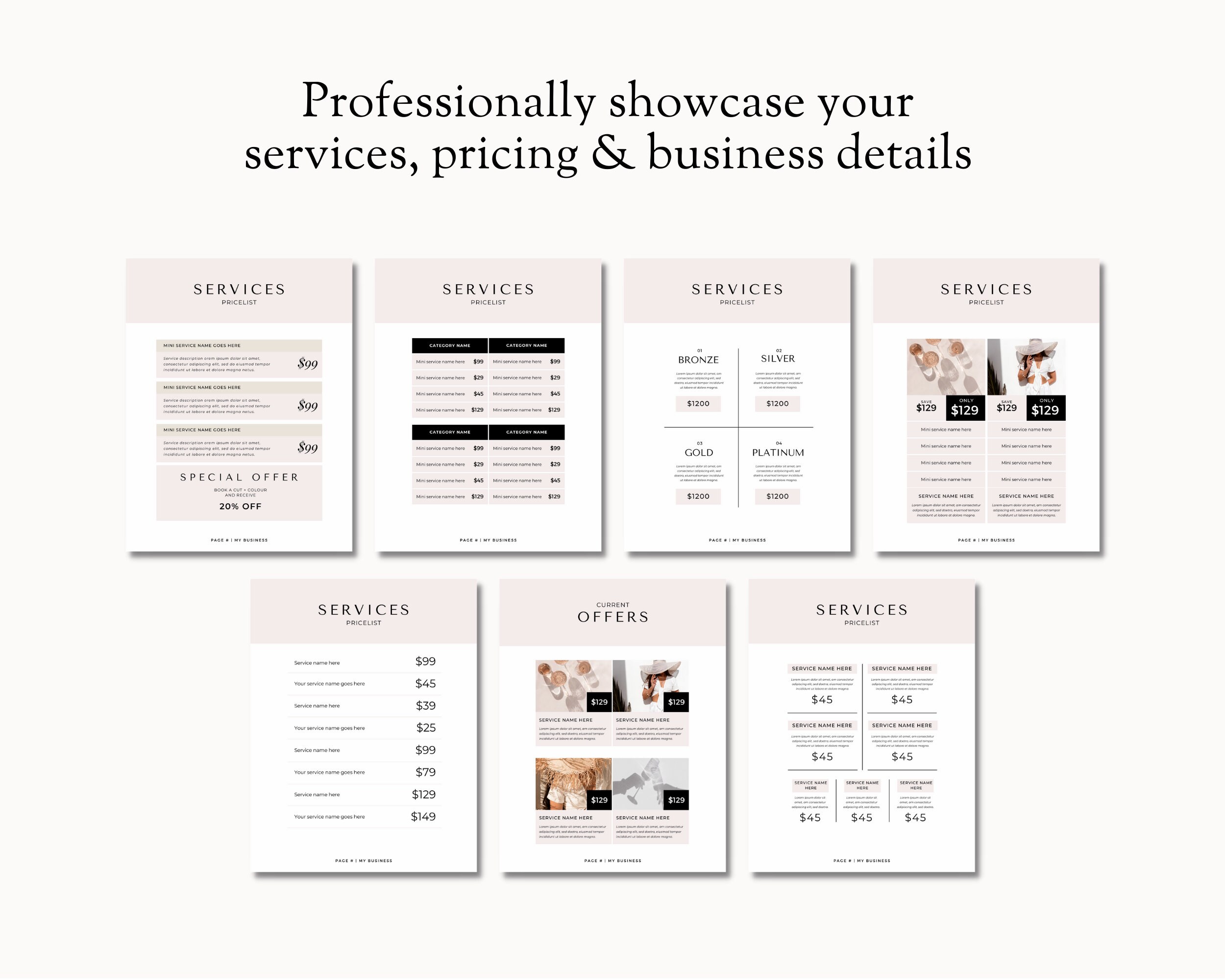 Services & Pricing Guide Template, Price List, Business Price List ...