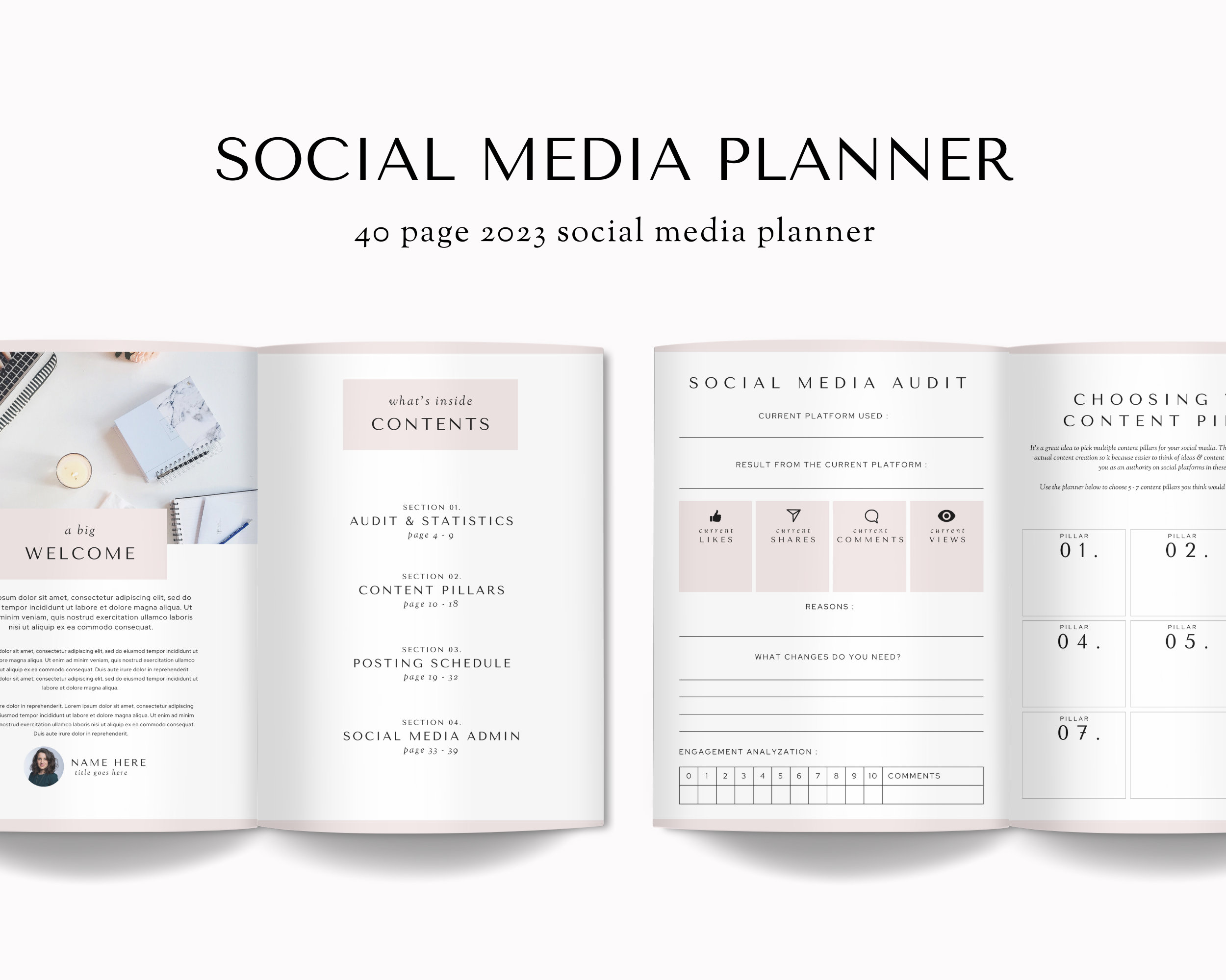 Social Media Content Calendar, Social Media Planner, Social Media ...