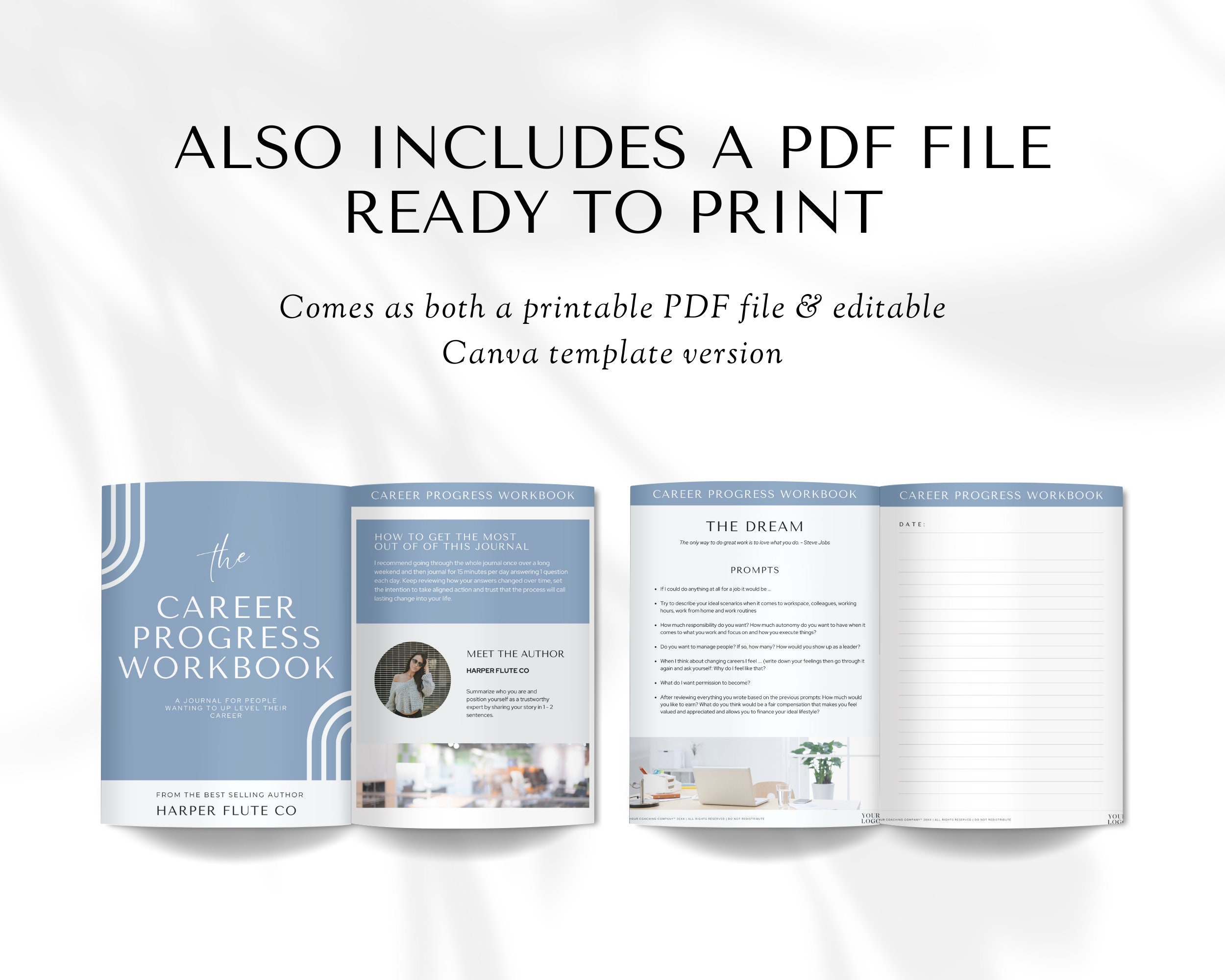 Dream Career Journal, Career Coach Workbook, Career Coach Journal ...