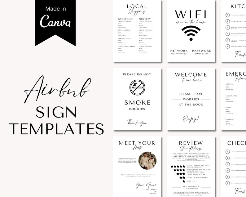 Airbnb Sign Bundle, Printable Airbnb Signs, Airbnb Welcome Sign, Airbnb ...