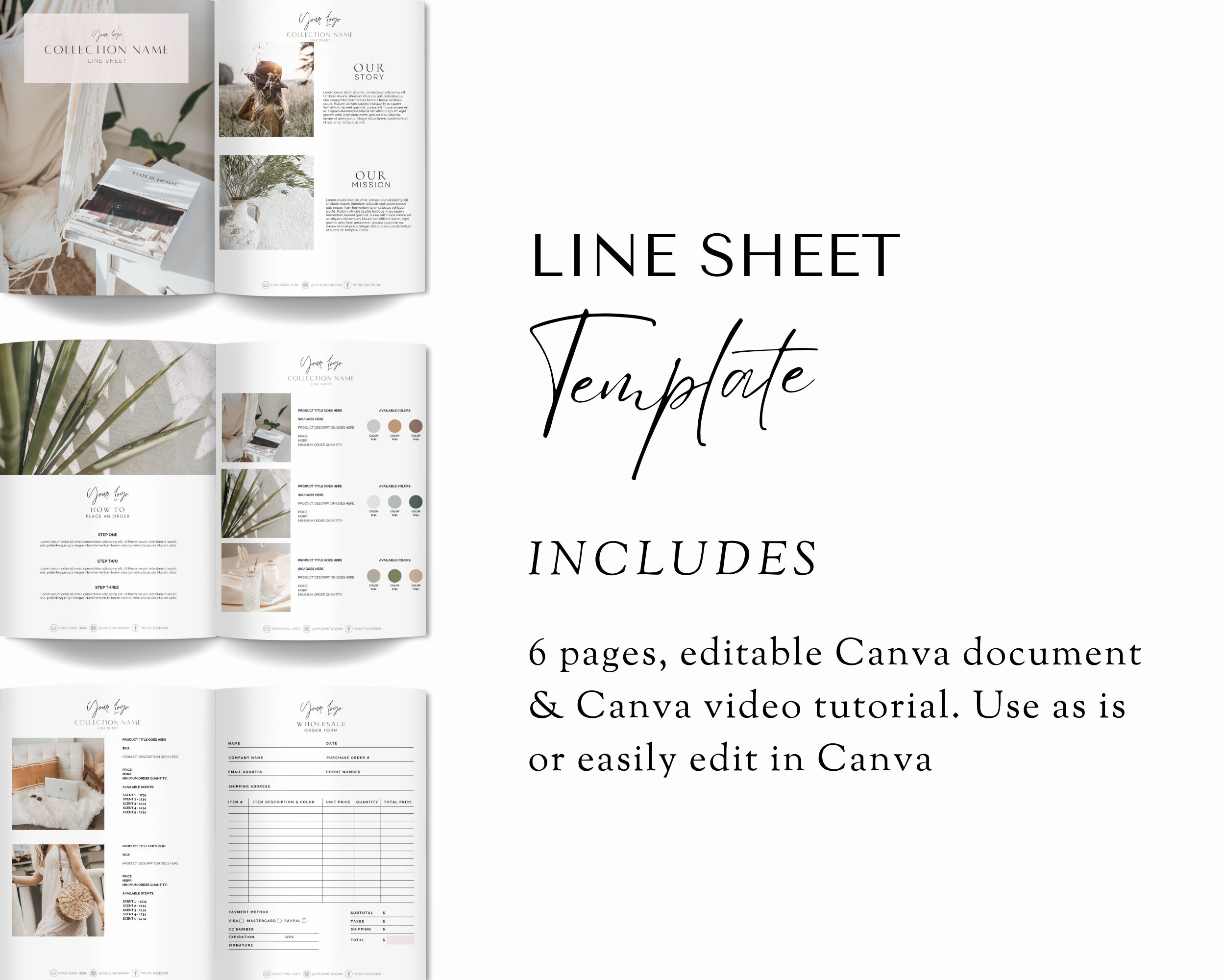 Line Sheet for Wholesale. Price List Template, Editable Candle Template ...