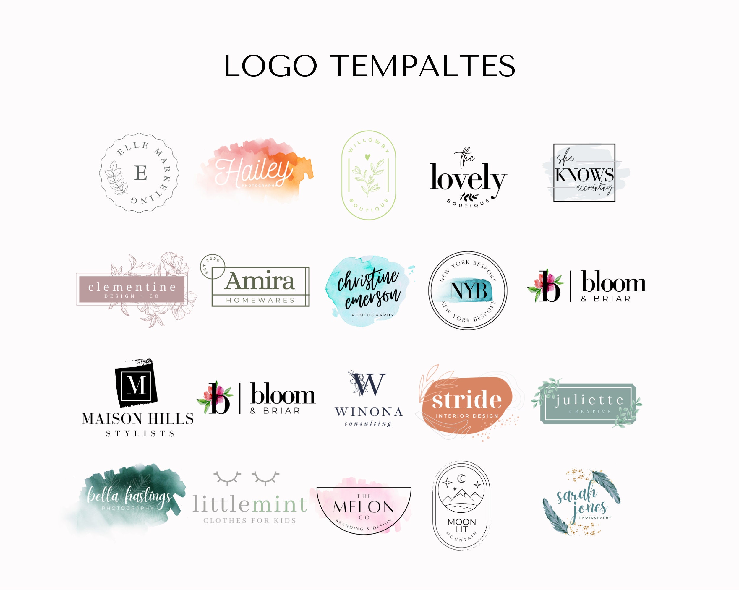 Logo Kit, DIY Logo Design Instant Download, Logo Templates Canva, Logo ...