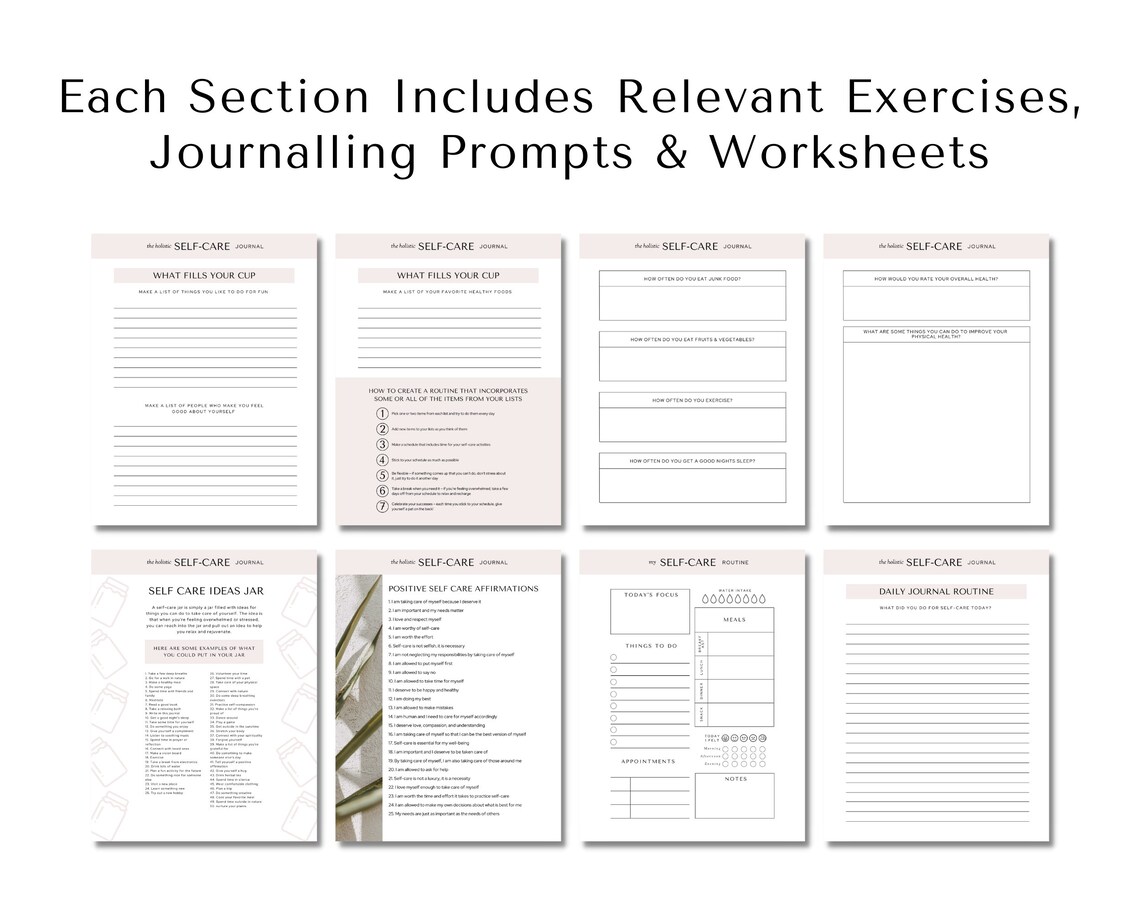 Self Care Journal, Self Care Printable, Self Care Checklist, Wellness ...