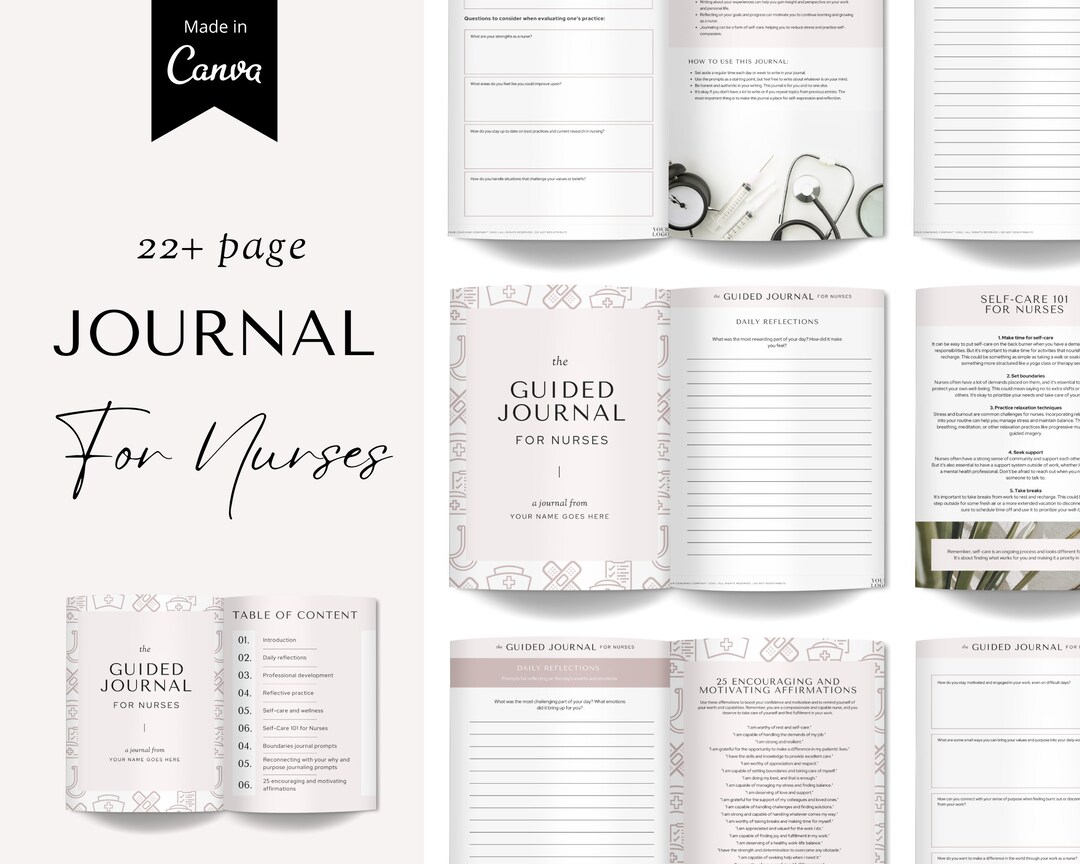 Guided Journal for Nurses, Printable Journal Nursing, Nursing Student ...