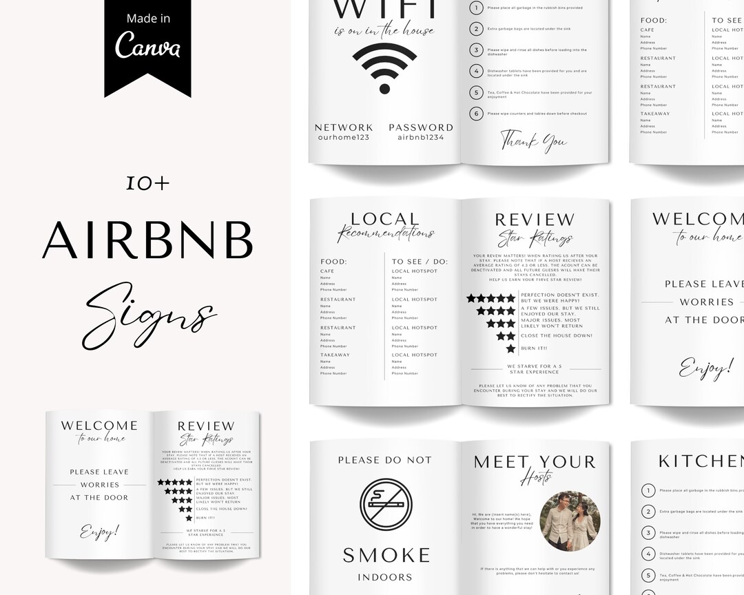 Airbnb Sign Bundle, Airbnb Signage, Airbnb Wifi Sign, Airbnb Host Signs ...