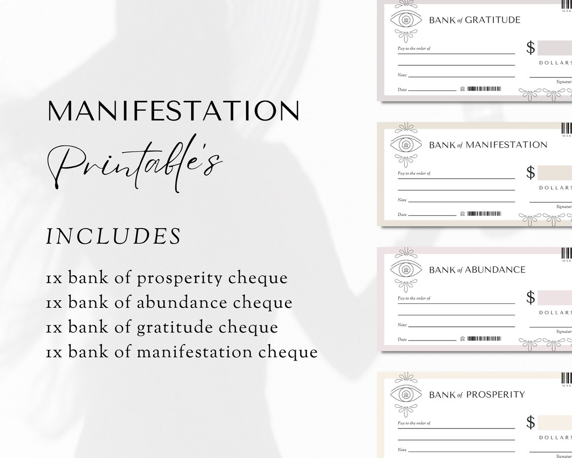Manifestation Cheque, Vision Board Cheque, Law of Attraction Printable ...
