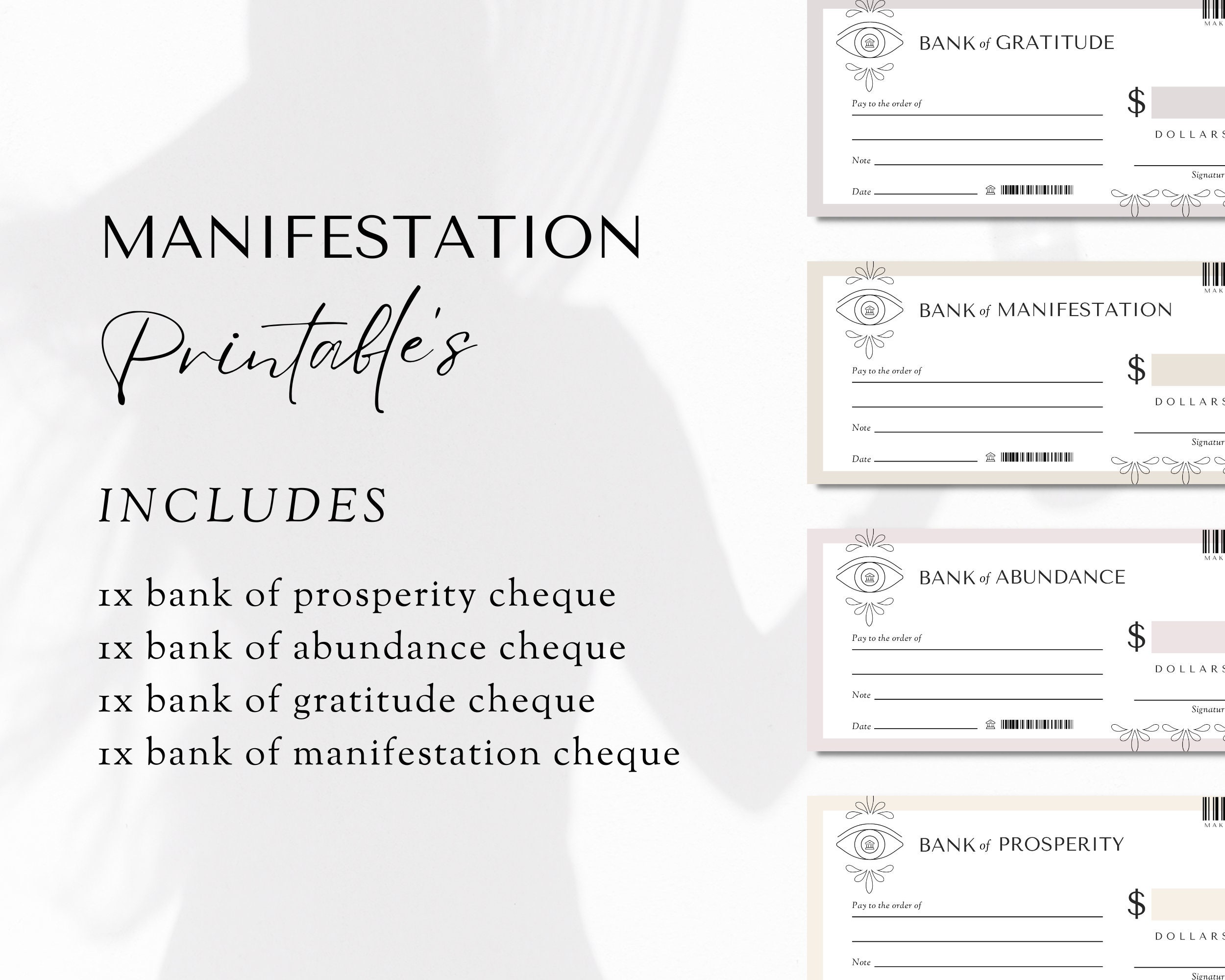 Manifestation Cheque, Vision Board Cheque, Law of Attraction Printable ...