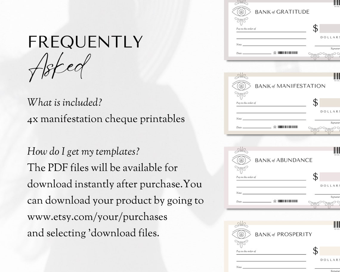Manifestation Cheque, Vision Board Cheque, Law of Attraction Printable ...
