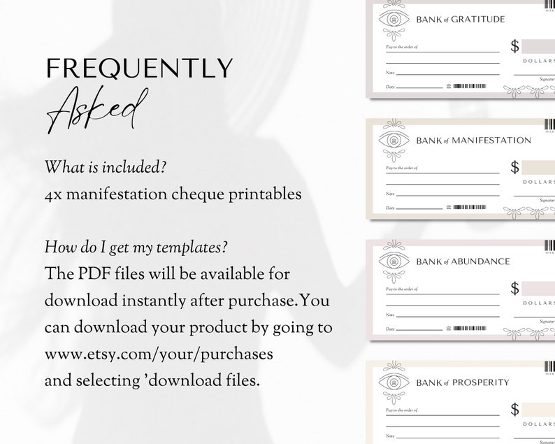 Manifestation Cheque, Vision Board Cheque, Law of Attraction Printable ...