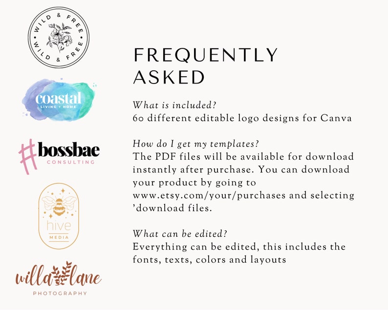 Logo Kit, DIY Logo Design Instant Download, Logo Templates Canva, Logo ...