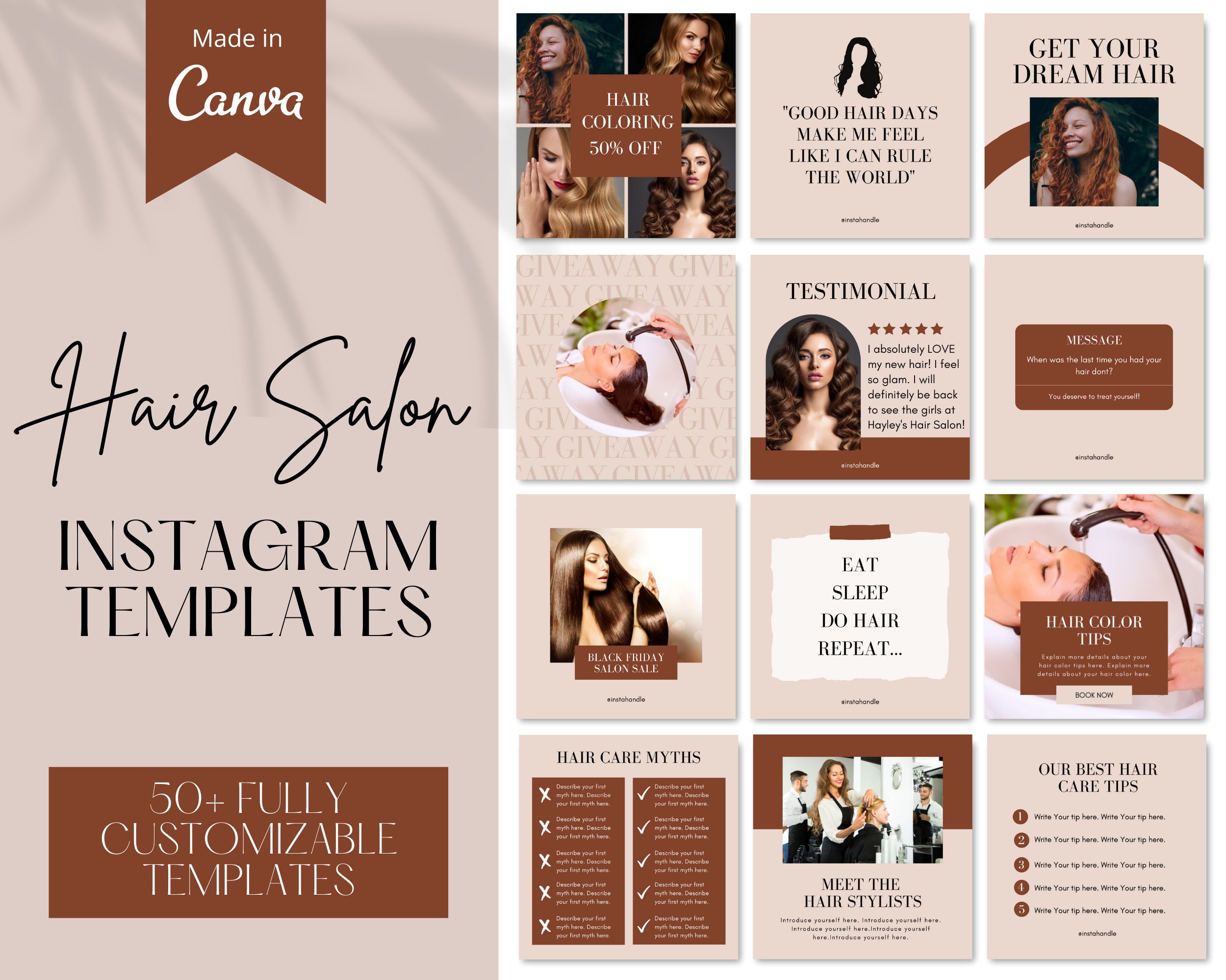 Hair Instagram Templates, Beauty Salon Instagram Templates, Beauty ...