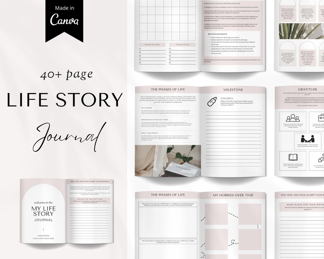 Life Story Journal, Achievement Journal, Bucket List Journal, Guided ...