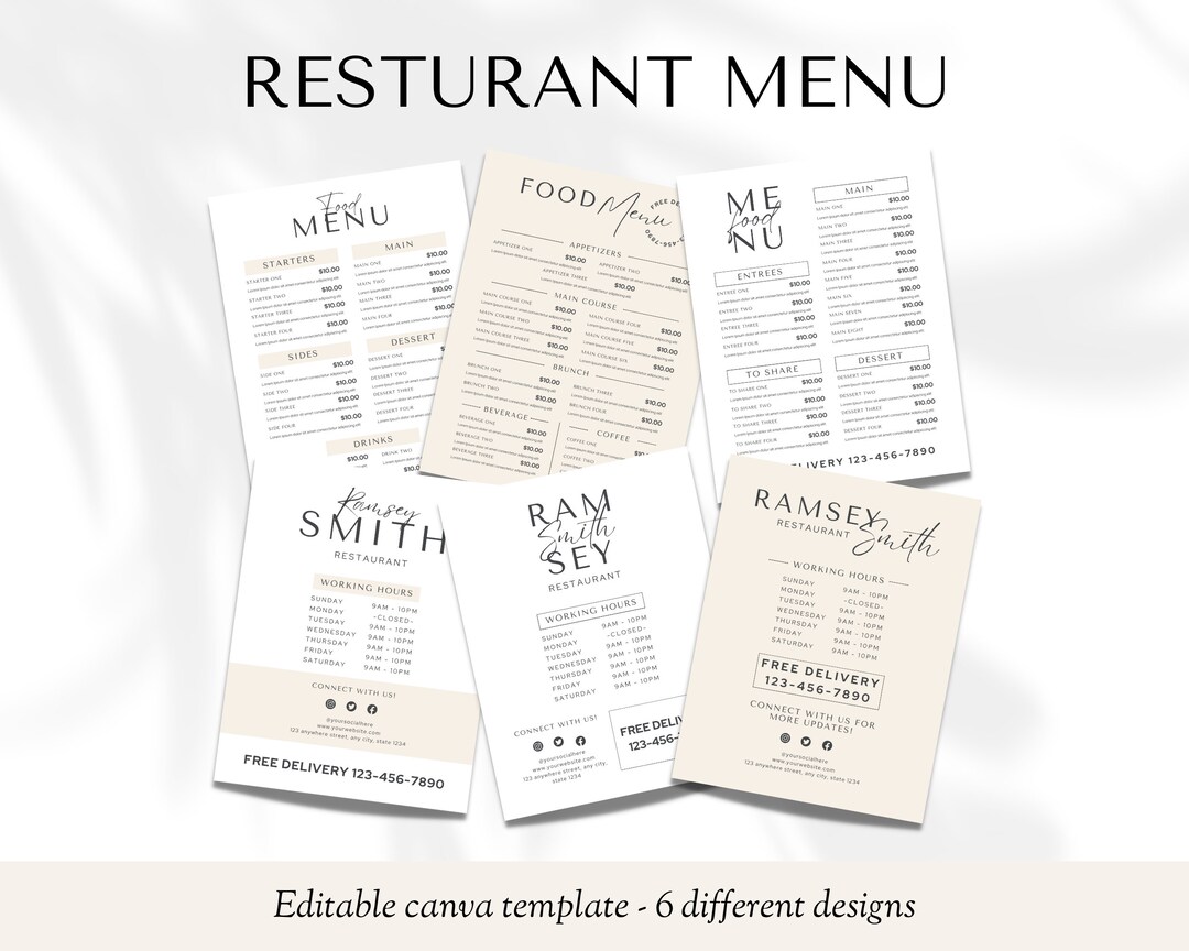 Menu Template Restaurant, Restaurant Food Menu, Business Menu Template ...