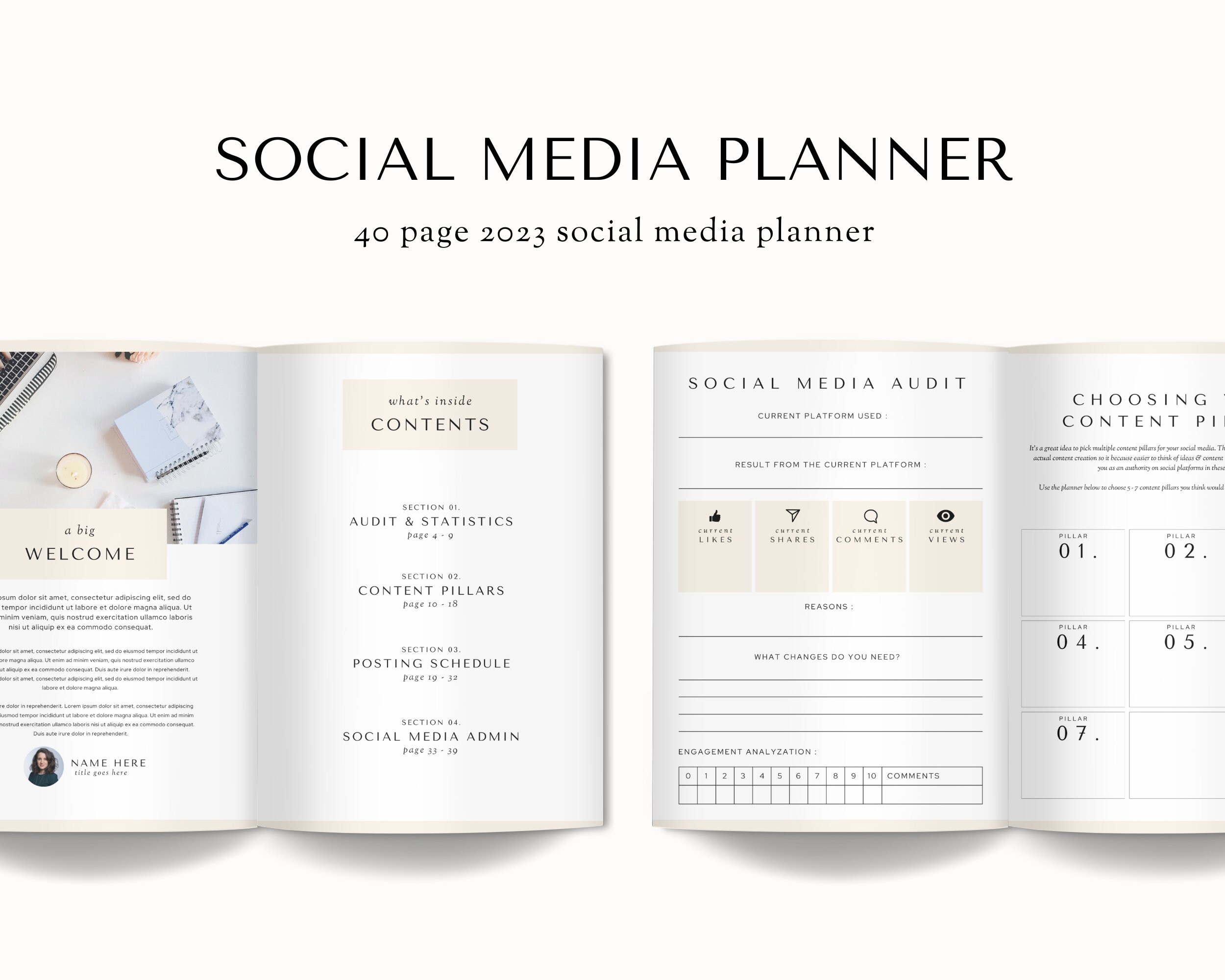 Social Media Content Calendar, Social Media Planner, Social Media ...