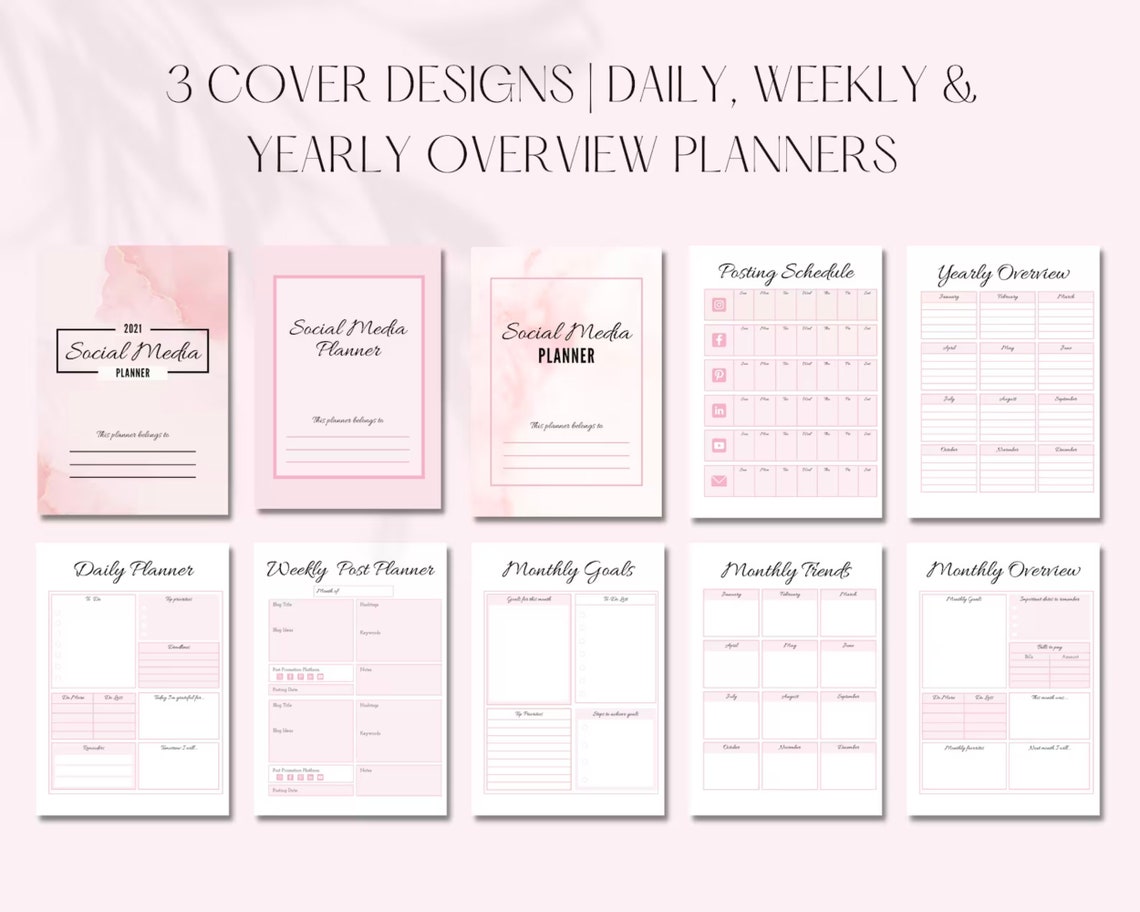 Social Media Planner Printable Download, Social Media Planner Instagram ...