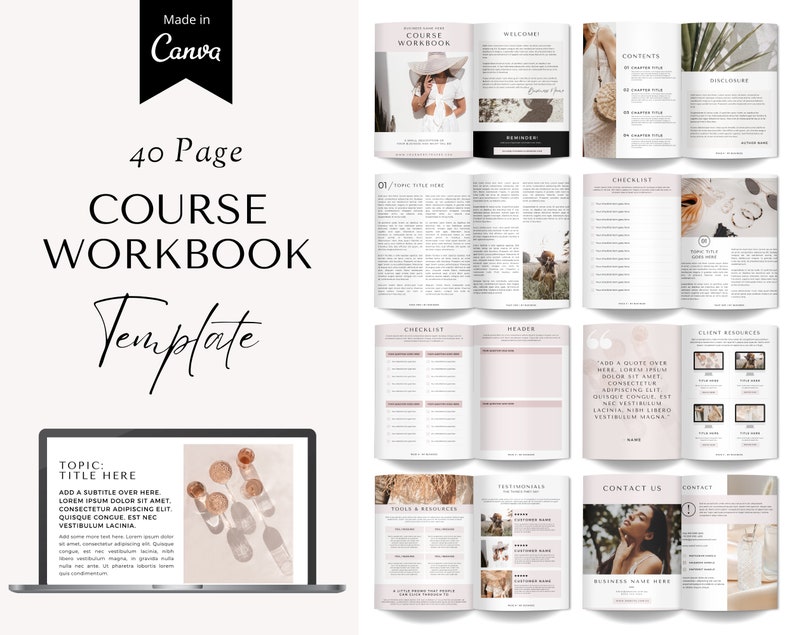 Canva Online Course Workbook, Ebook Template, Editable Workbook ...