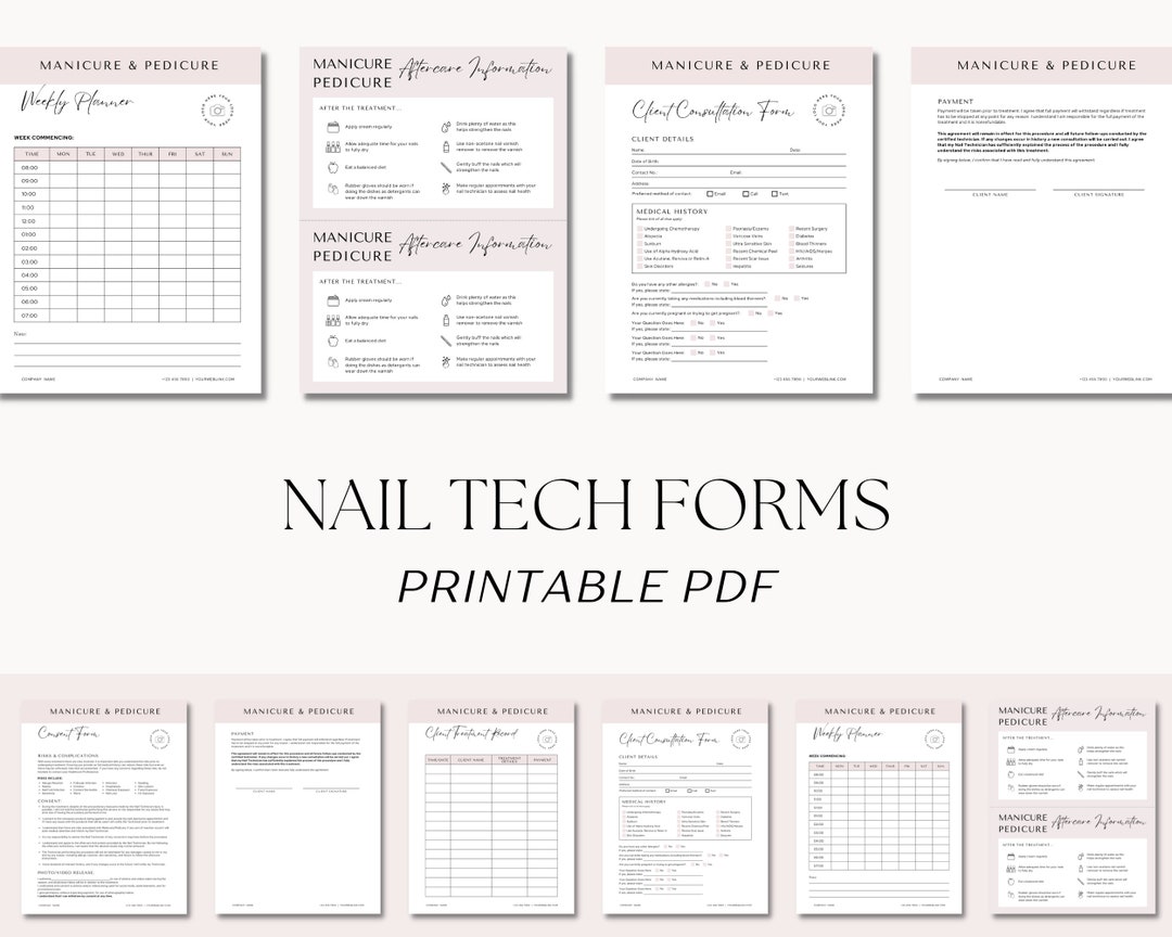 Nail Tech Forms Printable PDF, Nail Tech Client Consent Forms, Beauty ...