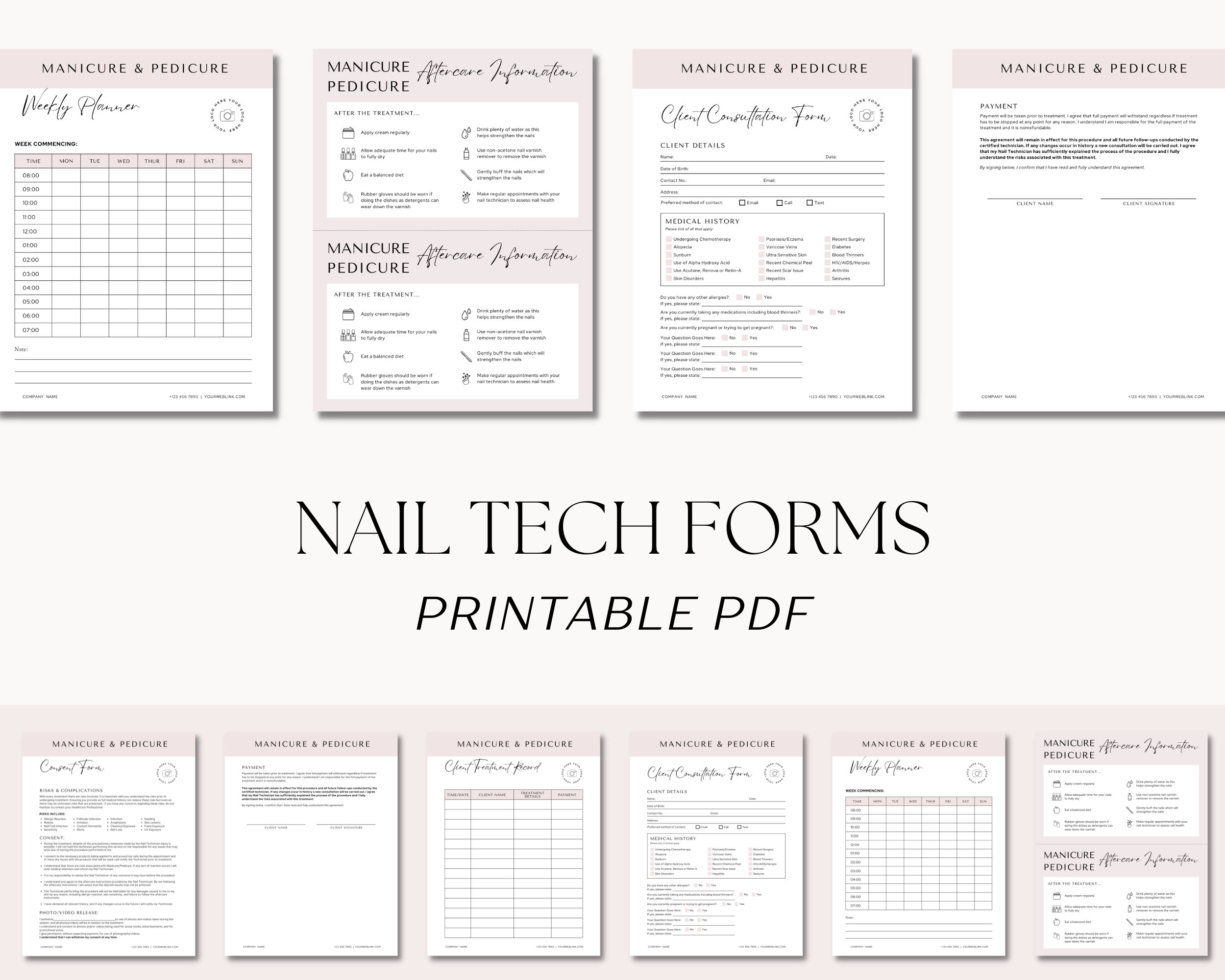 Nail Tech Forms Printable PDF, Nail Tech Client Consent Forms, Beauty ...