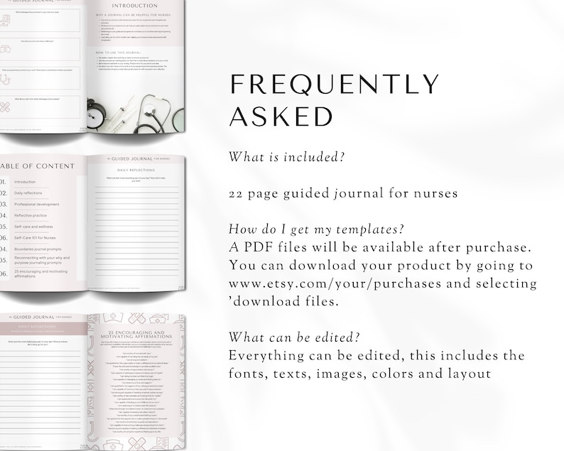 Guided Journal for Nurses, Printable Journal Nursing, Nursing Student ...