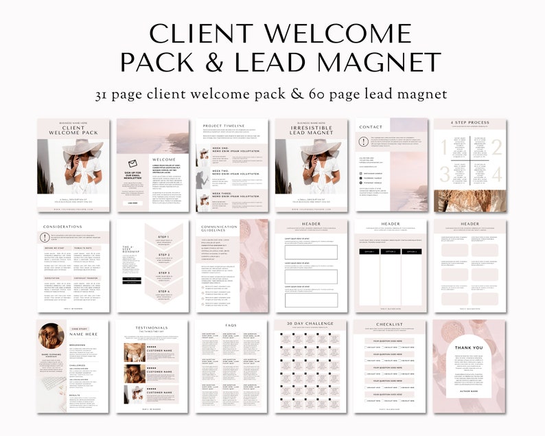 Virtual Assistant Canva Template Bundle, Services Guide, Client Welcome ...