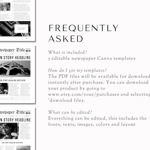 Newspaper Canva Template, Newspaper Printable, Wedding Program ...