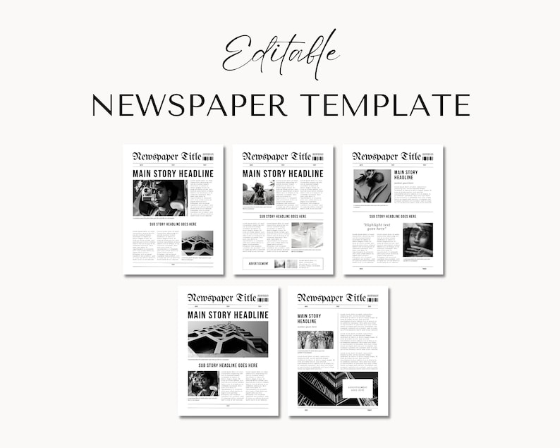 Newspaper Canva Template, Newspaper Printable, Wedding Program ...