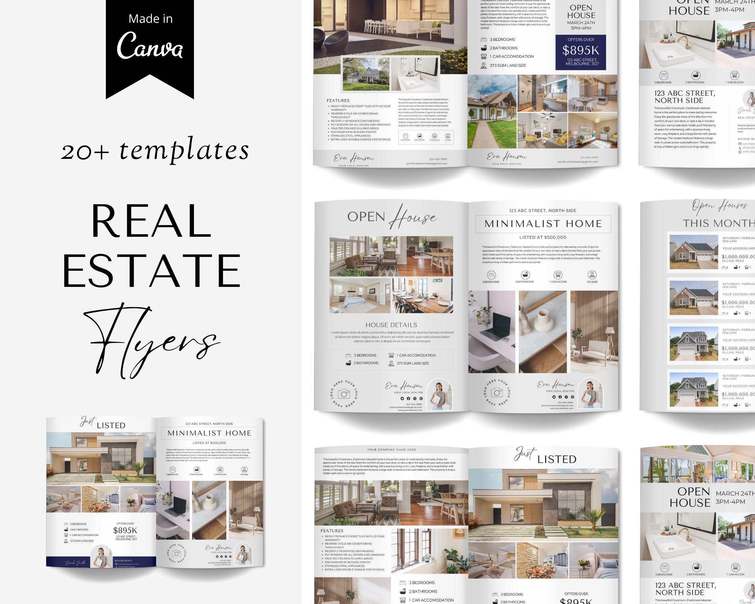 Realtor Flyer Editable Canva Template, Real Estate Flyer Bundle, Real ...