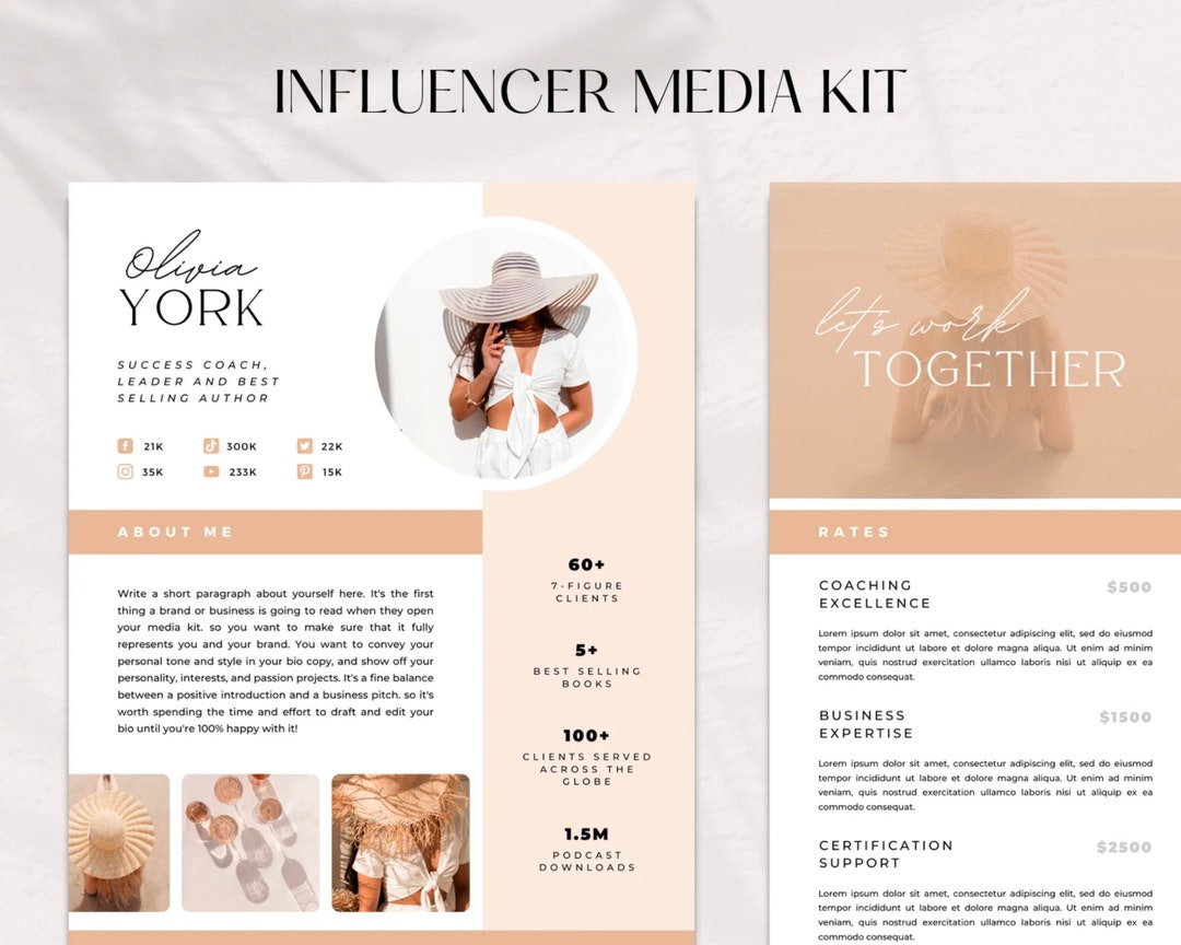Two Page Media Kit, Influencer Rate Sheet Template, Influencer Media ...