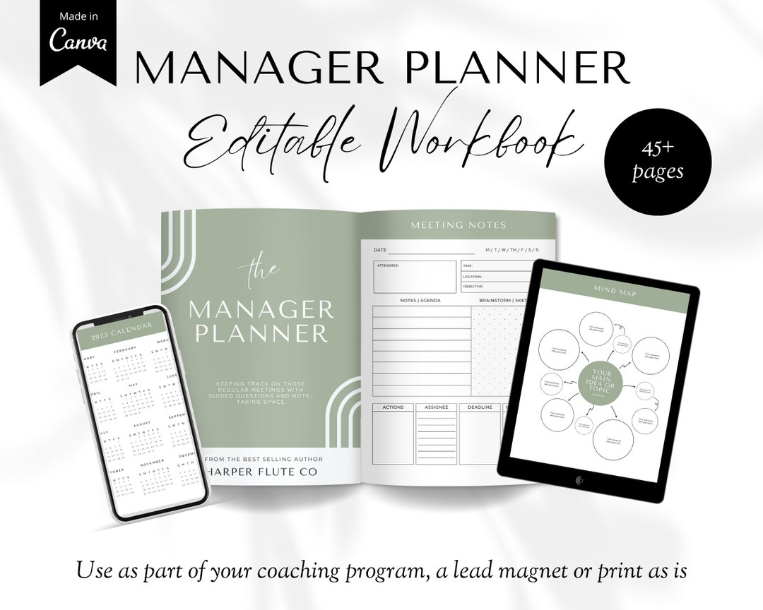 Manager Planner, Printable Work Planner, Business Planner Printable PDF ...