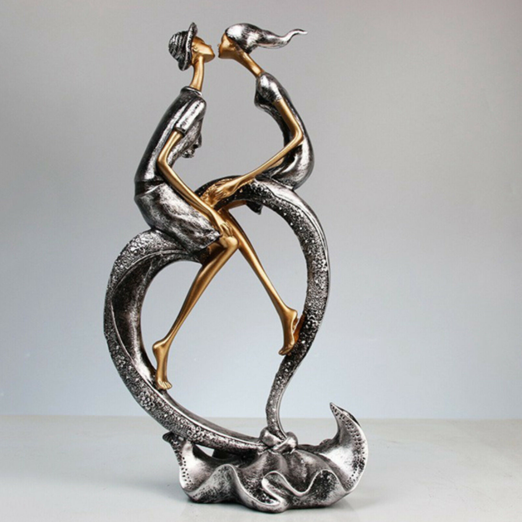 Kiss Couple Lovers Statue Resin Figurine Handicraft Abstract Etsy