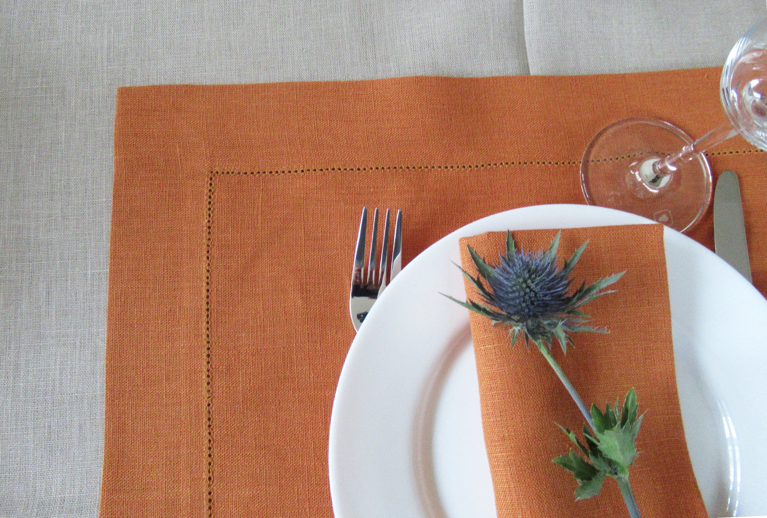 Linen Place Mat Hemstitched 37x45 Cm 145x177 for - Etsy