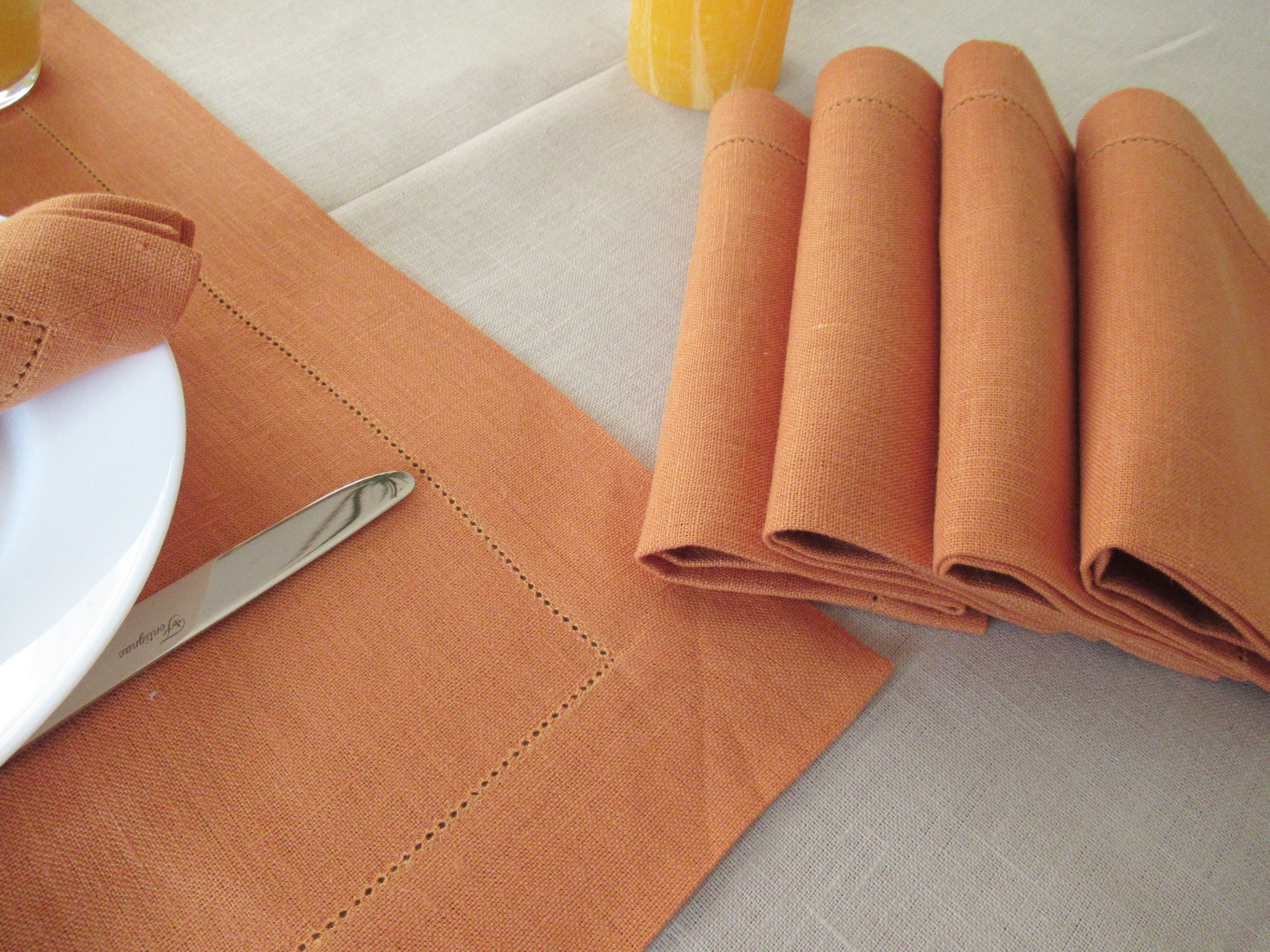 Linen Place Mat hemstitched 37x45 cm 145x177 for | Etsy