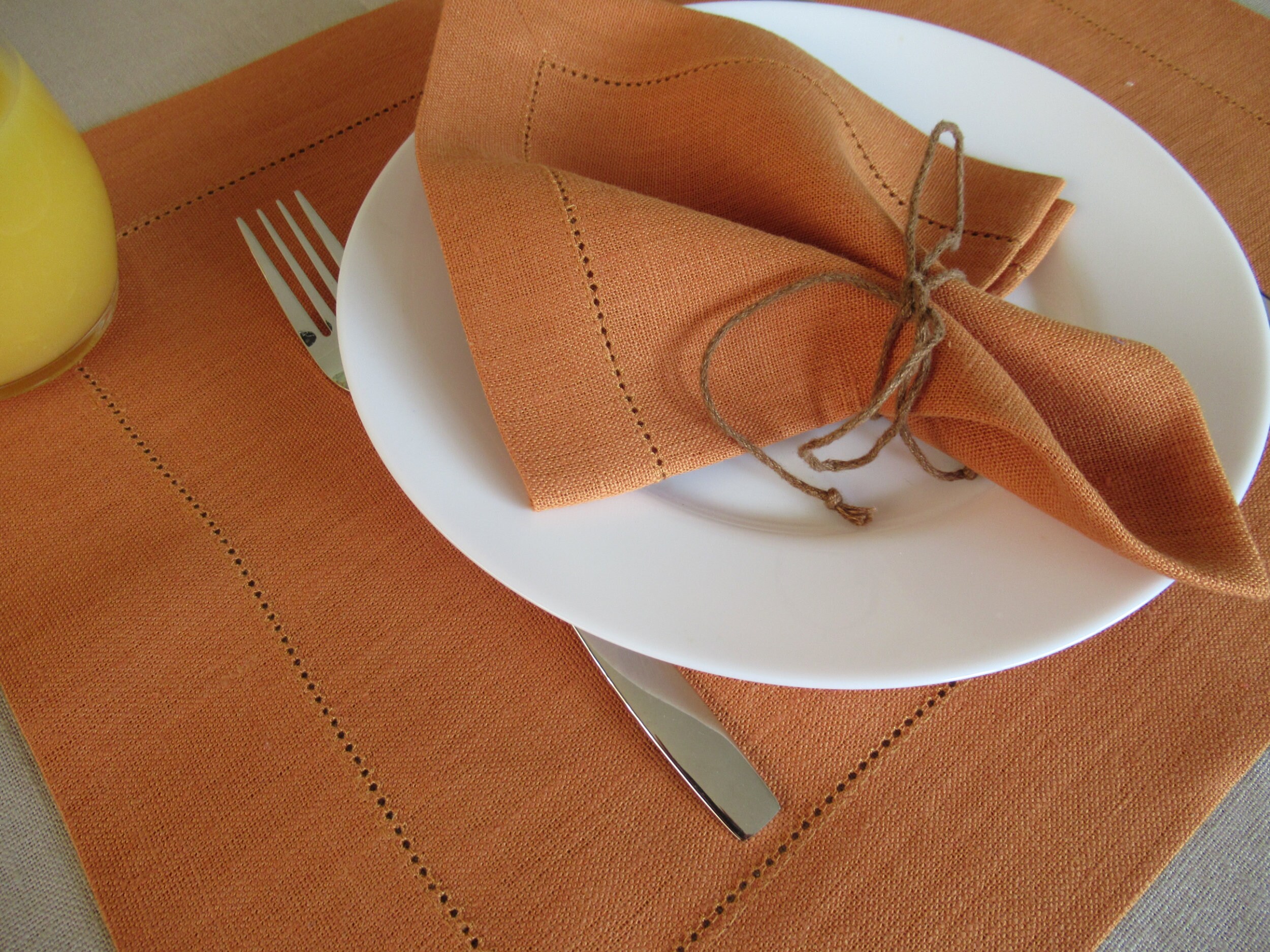 Linen Place Mat hemstitched 37x45 cm 145x177 for | Etsy