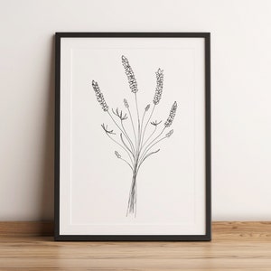 Lavender Line Art Print / Floral Art Print / Lavender Wall Art / Flower ...