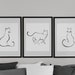 Cat Line Drawing Print / Minimalist Cat Print / Set of Three / - Etsy