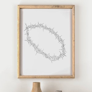 Crown of Thorns Art / Easter Printable / Minimalist Religious Artwork ...