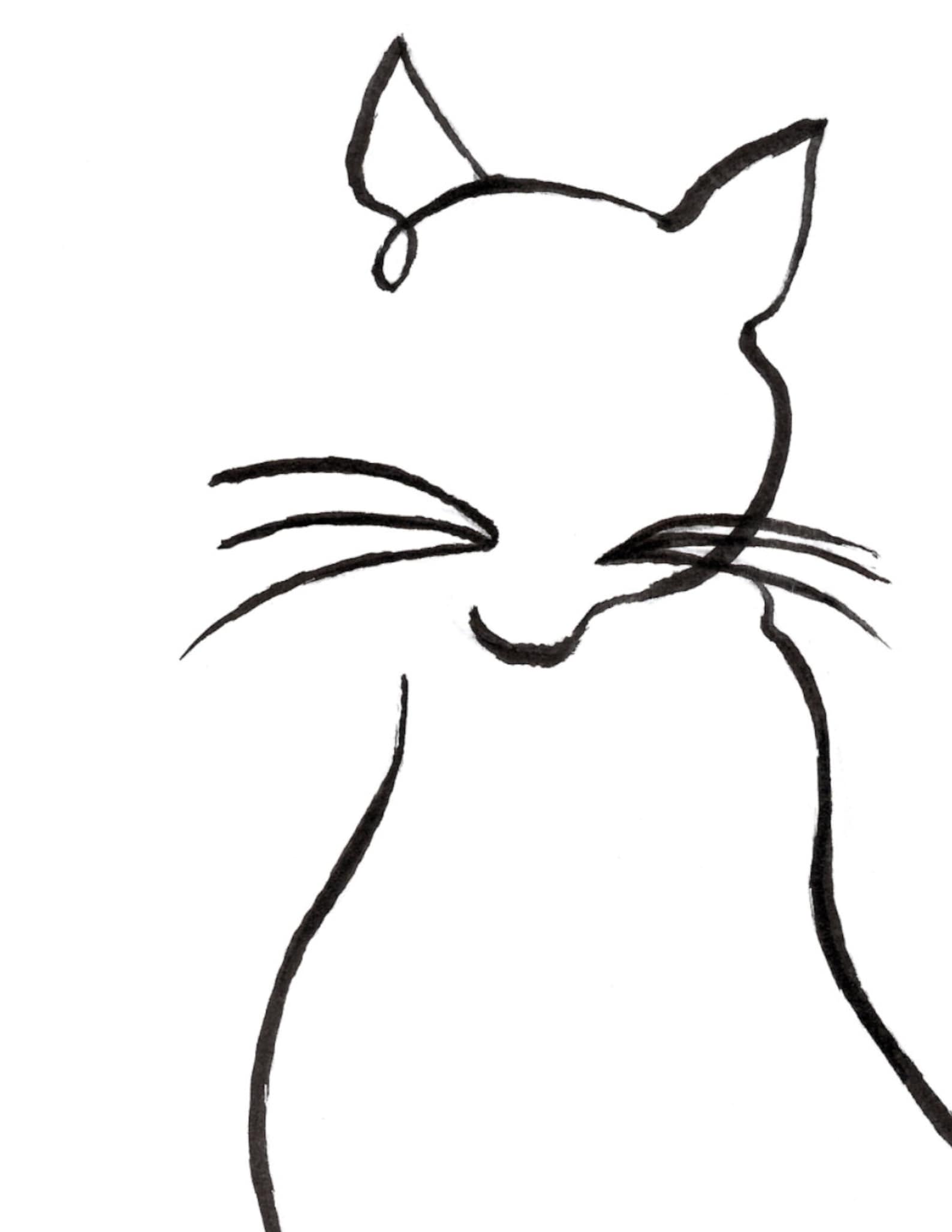 Cat Line Drawing Print / Minimalist Cat Print / Set of Three / Animal ...