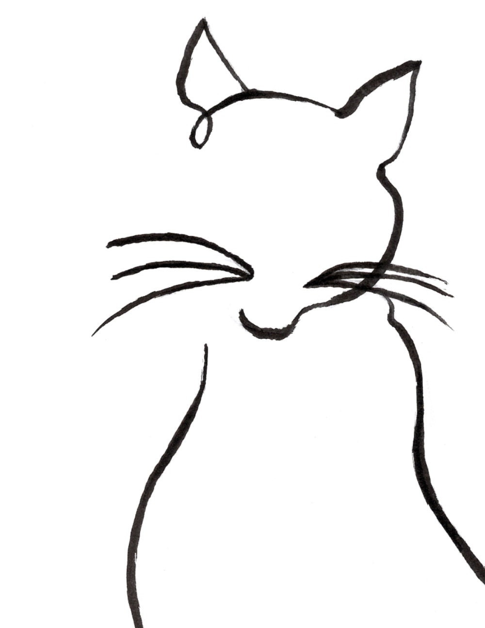 Cat Line Drawing Print / Minimalist Cat Print / Set of Three / Animal ...