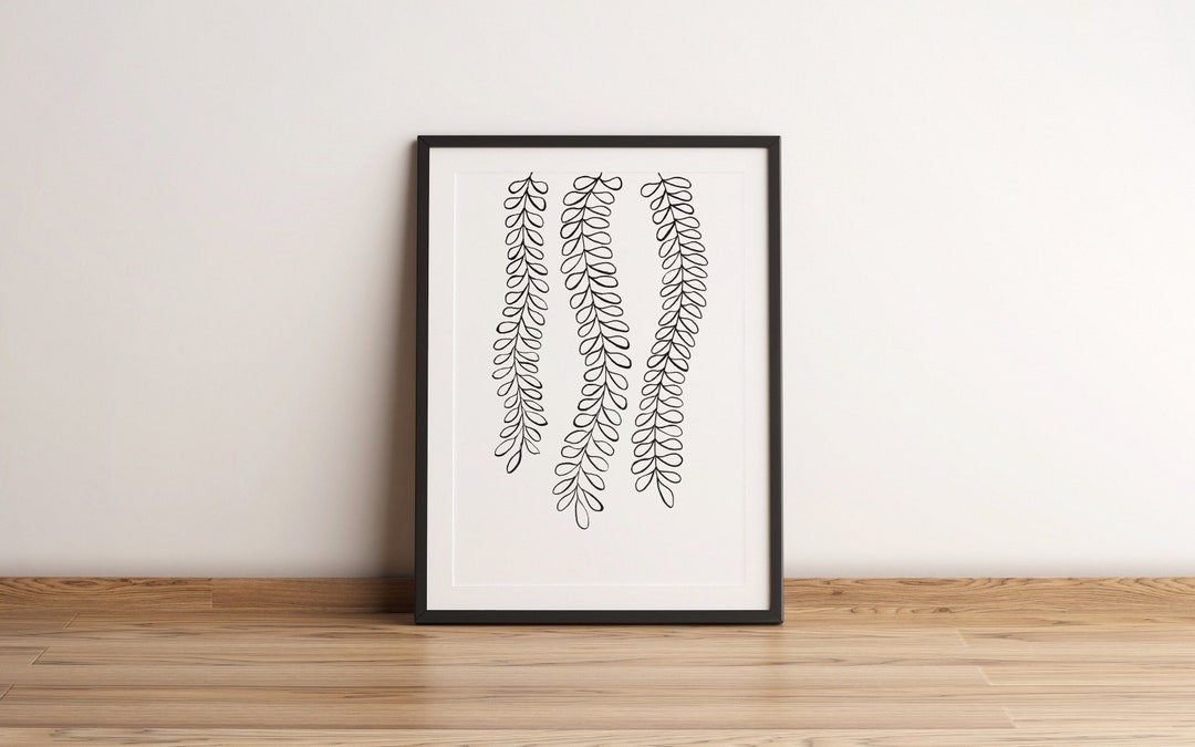 Vine Line Art Print / Minimalist Leaf Art / Reversible Print / Leaf ...