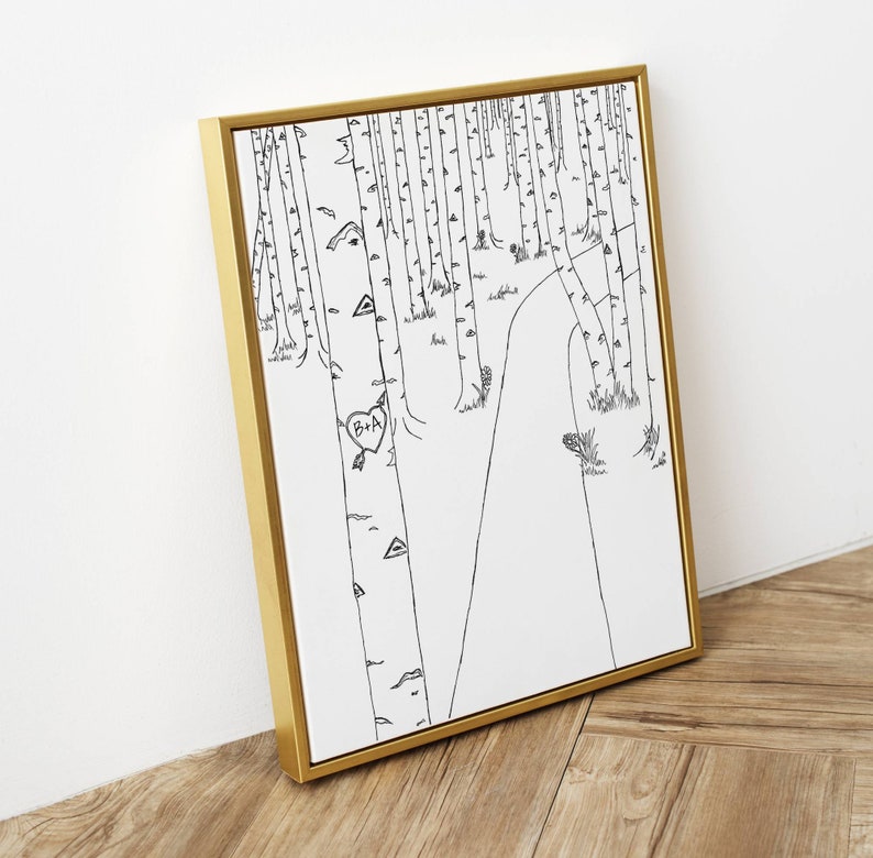 White Birch Tree Print / Custom Print / Birch Tree Wall Art / Initials ...