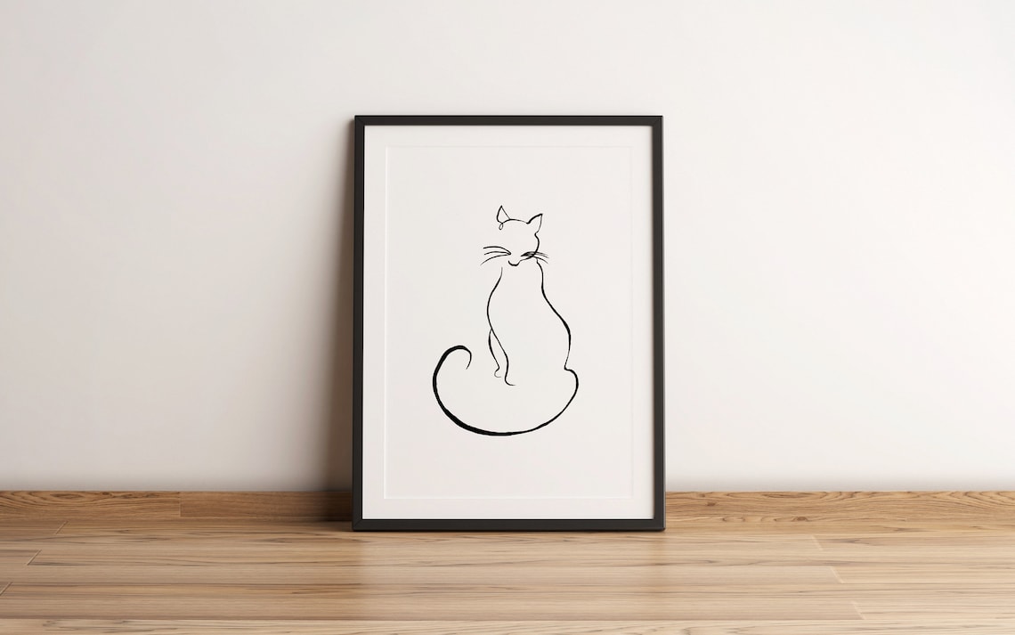 Cat Line Drawing Print / Minimalist Cat Print / Set of Three / - Etsy
