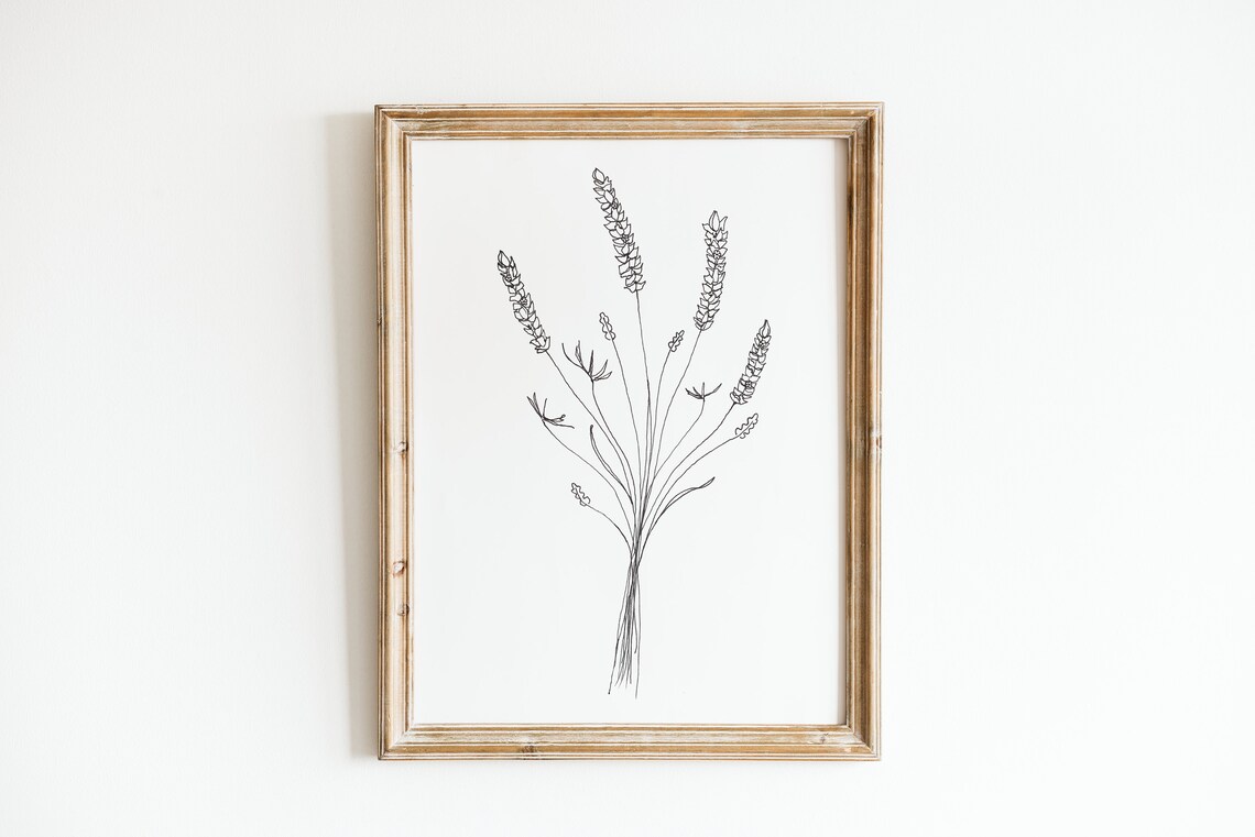 Lavender Line Art Print / Floral Art Print / Lavender Wall Art - Etsy
