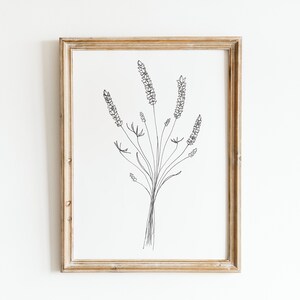Lavender Line Art Print / Floral Art Print / Lavender Wall Art / Flower ...
