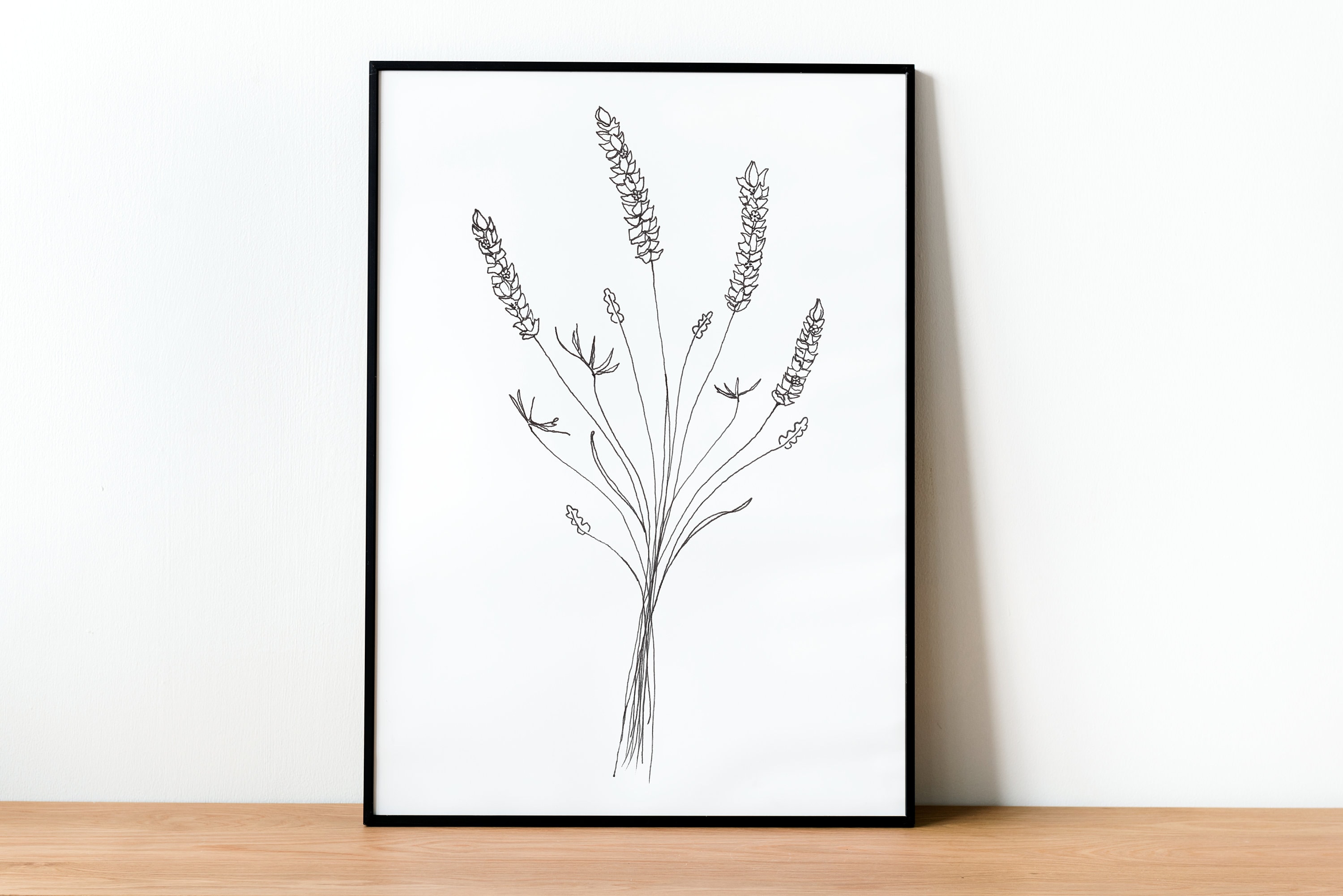 Lavender Line Art Print / Floral Art Print / Lavender Wall Art / Flower ...