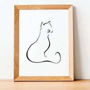 Cat Line Drawing Print / Minimalist Cat Print / Set of Three / Animal ...