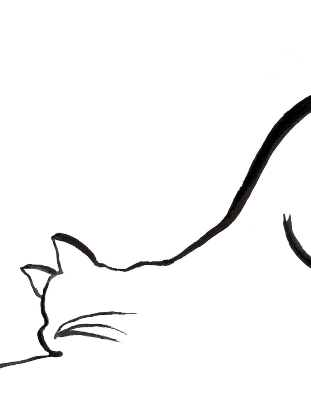 Cat Line Art / Cat and Ball of Yarn Wall Art / Cats Digital Art ...
